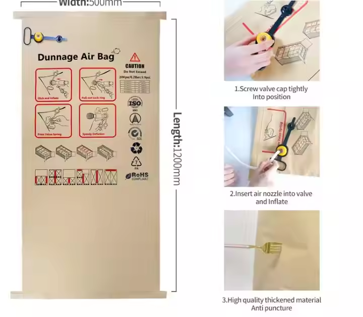 China 100*180 Seal Kraft Paper Inflatable Container Dunnage Bags for ...